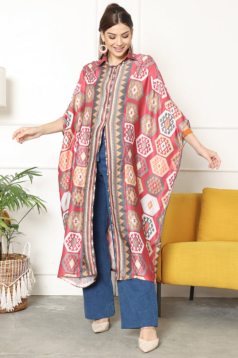 Kanzi 3/4 Sleeve Collared Ikat New Kaftan – Kanzi Collection
